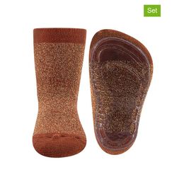Ewers 2er-Set: ABS-Socken "SoftStep" in Hellbraun - 38% | Gr&ouml;&szlig;e 27/28 | Kinder-socken-strumpfhosen