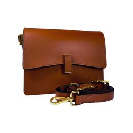 ORE10 Leder-Umh&auml;ngetasche "Lazur" in Braun - (B)22 x (H)18 x (T)7 cm - 77% | Damen-taschen