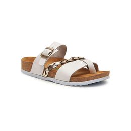 Comfortfusse Leder-Zehentrenner in Gold/ Wei&szlig; - 64% | Gr&ouml;&szlig;e 42 | Damen-sandalen