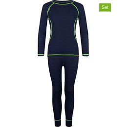 Trollkids 2tlg. Funktionsw&auml;sche-Set "Kids Merino Baselayer" in Dunkelblau - 23% | Gr&ouml;&szlig;e 152 | Kinder-outdoor-waesche