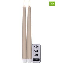 STAR TRADING 2er-Set: LED-Kerzen "Flamme Slim" in Beige - (H)28,5 cm - 23% | Kerzen-vasen