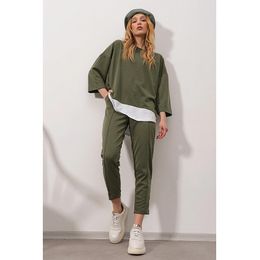 Trend Ala&ccedil;atı Stili 2tlg. Outfit in Khaki - 42% | Gr&ouml;&szlig;e S | Damen-sweatshirts-jacken