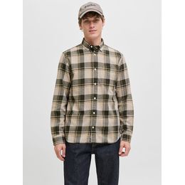 Jack & Jones Jack & Jones Hemd in Dunkelgr&uuml;n/ Beige - 45% | Gr&ouml;&szlig;e XL | Herren-plussize