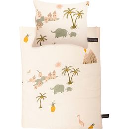 Roommate Puppen-Bettw&auml;sche-Set "Tropical" in Creme/ Bunt - 56% | Gr&ouml;&szlig;e 32x40 cm | Baby-bettwaesche