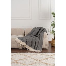 Mijolnir Plaid "Baliksirti" in Anthrazit/ Creme - 40% | Gr&ouml;&szlig;e 150x200 cm | Decken