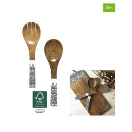 Ethnical Life 2tlg. Set: Salatbesteck in Braun/ Beige/ Schwarz - (L)30 cm - 50% | Gedeckter-tisch