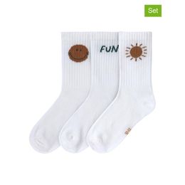 L&auml;ssig L&auml;ssig 3er-Set: Socken "Little Gang Fun" in Wei&szlig; - 14% | Gr&ouml;&szlig;e 27-30 | Babysocken-strumpfhosen
