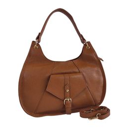 ORE10 Leder-Schultertasche "Miser" in Hellbraun - (B)35 x (H)30 x (T)9 cm - 75% | Damen-taschen