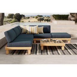 Ambia Garden Loungegarnitur, Grau, Natur, Metall, Kunststoff, Textil, 6-teilig, F&uuml;llung: Schaumstoff,Polyester, eckig, 237x160 cm, Loungem&ouml;bel, Gartenlounge-Sets