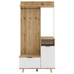 Boxxx Garderobe Nordic, Wei&szlig;, Eiche, Holzwerkstoff, 100x204x40 cm, Garderobe, Garderoben-Sets & Serien, Garderoben-Sets