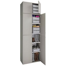 Mid.you Kleiderschrank VCM Lona Xxl, Grau, Kunststoff, 3 F&auml;cher, 70x223x39 cm, Schlafzimmer, Kleiderschr&auml;nke, Dreht&uuml;renschr&auml;nke