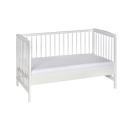 Schardt Beistellbett, Wei&szlig;, Holz, Buche, massiv, 65x77x124 cm, Made in Germany, DIN EN ISO 14001, Lattenrost stufenlos h&ouml;henverstellbar, zum Gitterbett umbaubar, Babym&ouml;bel, Babybetten, Beistellbetten