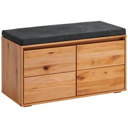 Cantus Garderobenbank Nanto, Kernbuche, Holz, Wildkernbuche, furniert, massiv, 1-Sitzer, F&uuml;llung: Kaltschaum, 85x43x38 cm, Garderobe, Garderobenb&auml;nke