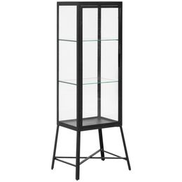 Livetastic Vitrine, Klar, Schwarz, Glas, 2 F&auml;cher, 55x42x151 cm, Wohnzimmer, Wohnw&auml;nde, Vitrinenschr&auml;nke