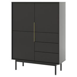 Boxxx Highboard Viva, Schwarz, Metall, 1 F&auml;cher, 3 Schublade(n) Schubladen, 104x139.5x39 cm, Typenauswahl, Beim&ouml;bel erh&auml;ltlich, stehend, Wohnzimmer, Kommoden & Sideboards, Highboards