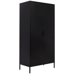 Mid.you Mehrzweckschrank, Schwarz, Metall, 5 F&auml;cher, 90x185x50 cm, Waschk&uuml;che, Mehrzweckschr&auml;nke