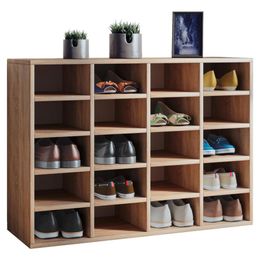 Mid.you Schuhregal, Eiche, Holzwerkstoff, 16 F&auml;cher, 92x67x33 cm, Garderobe, Schuhaufbewahrung, Schuhregale