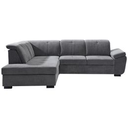 Xora Ecksofa, Grau, Textil, Buche, Hartholz, Uni, 4-Sitzer, Ottomane links, L-Form, 280x202 cm, seitenverkehrt erh&auml;ltlich, Schlafen auf Sitzh&ouml;he, R&uuml;cken echt, Wohnzimmer, Sofas & Couches, Wohnlandschaften, Ecksofas