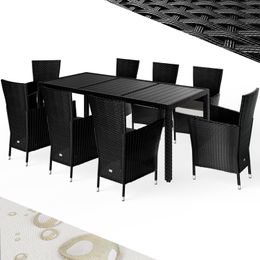 Casaria Polyrattan Garten-Sitzgruppe 9-tlg Schwarz-Creme