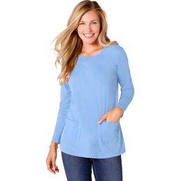 CR&Eacute;ATION L Damen Longshirt mit aufgesetzten Taschen mittelblau Gr&ouml;&szlig;e 40