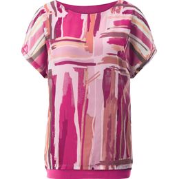 CR&Eacute;ATION L Damen Chiffonbluse mit eingen&auml;htem Top fuchsia-puder-bedruckt Gr&ouml;&szlig;e 38