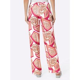 Heine Damen Schlupfhose mit 2 Taschen pink-ecru-bedruckt Gr&ouml;&szlig;e 44