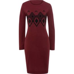 Damen Strickkleid mit Norweger-Muster bordeaux-schwarz, Gr&ouml;&szlig;e 38