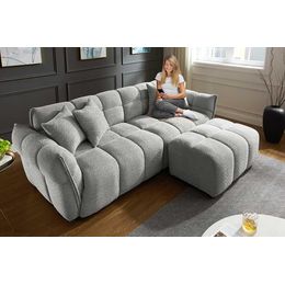 Riess Ambiente Modernes XXL Sofa CLOUD 260cm grau Boucl&eacute; Bigsofa Federkern inkl. Kissen Riess-Ambiente Wohnzimmer