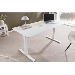 Riess Ambiente H&ouml;henverstellbarer Schreibtisch WHITE DESK 140cm wei&szlig; Metallgestell B&uuml;rotisch Riess-Ambiente rechteckig Modern