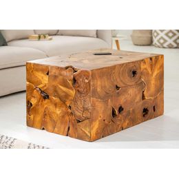 Riess Ambiente Massiver Couchtisch SQUARE 90cm Teakholz W&uuml;rfel Handarbeit Riess-Ambiente Sofatisch Wohnzimmertisch rechteckig Natur Rustikal