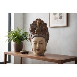 Riess Ambiente Figur BUDDHA HEAD 45cm mehrfarbig handmade Deko-Kopf Blumeng&ouml;ttin Riess-Ambiente Asiatisch Natur