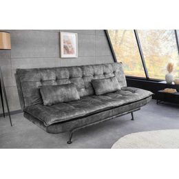 Riess Ambiente Modernes Schlafsofa JAZZ 190cm grau Samt 3-Sitzer Couch Riess-Ambiente Wohnzimmer