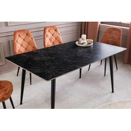 Riess Ambiente Moderner Esstisch MILANO 120cm grau Keramik schwarze Metallbeine Riess-Ambiente Esszimmertisch K&uuml;chentisch rechteckig 4 Personen