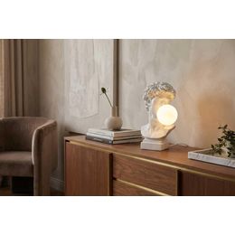 Riess Ambiente Handgefertigte Tischlampe DAVID 30cm wei&szlig; B&uuml;ste mit Lampenkugel Riess-Ambiente Glamour Modern