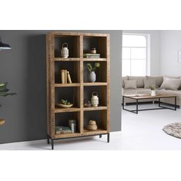 Riess Ambiente Massives Regal IRON CRAFT 176cm Mangoholz B&uuml;cherregal acht F&auml;cher Industrial Design Riess-Ambiente Natur Industrie & Loft