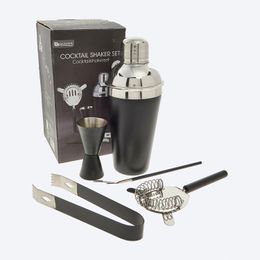 5-teiliges schwarz-silberfarbenes Cocktail-Set