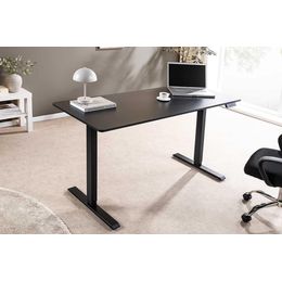 Riess Ambiente H&ouml;henverstellbarer Schreibtisch BLACK DESK 140cm anthrazit schwarzes Metallgestell Riess-Ambiente rechteckig Industrie & Loft Modern