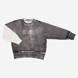 MM6 Wei&szlig;-graues Sweatshirt mit Muster