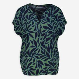 Taifun Dunkelblau-gr&uuml;ne Bluse mit Muster