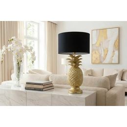 Riess Ambiente Handgefertigte Tischlampe PINEAPPLE 50cm gold schwarz Ananas-Design mit Stoffschirm Riess-Ambiente Glamour Modern Retro
