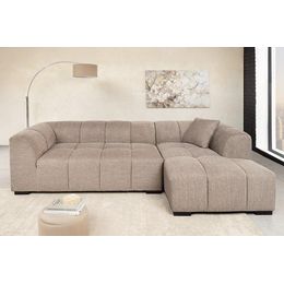 Riess Ambiente Modernes Ecksofa CITY 240cm taupe Strukturstoff 3-Sitzer Couch inkl. Kissen Riess-Ambiente L-Form Wohnzimmer