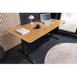 Riess Ambiente H&ouml;henverstellbarer Schreibtisch OAK DESK 120cm natur Eiche schwarz Metall Riess-Ambiente rechteckig