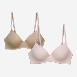 2er-Pack rosa-beigefarbene BHs