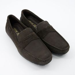 Geox Dunkelbraune Loafer aus Wildleder