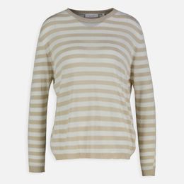 Rich & Royal Beige-wei&szlig;er Pullover mit Streifenmuster