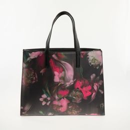 Ted Baker Schwarze Schultertasche mit Blumenmuster
