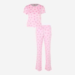 Juicy Couture Rosafarbenes Pyjamaset aus Velours mit Schleifenmuster