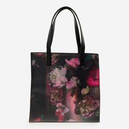 Ted Baker Schwarze Schultertasche mit Blumenmuster