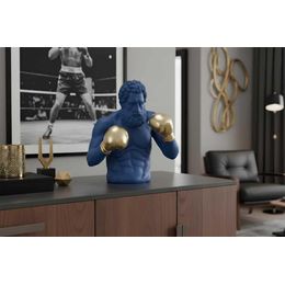 Riess Ambiente Einzigartige Statue BOXER 50cm blau gold handmade Skulptur Deko-Figur Riess-Ambiente Glamour Modern