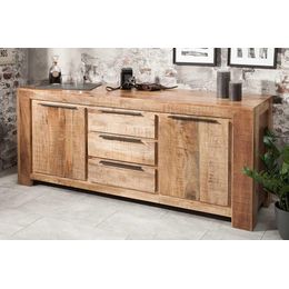 Riess Ambiente Massives Sideboard IRON CRAFT 175cm Mangoholz Kommode mit Schubladen Handarbeit Riess-Ambiente Natur Industrie & Loft